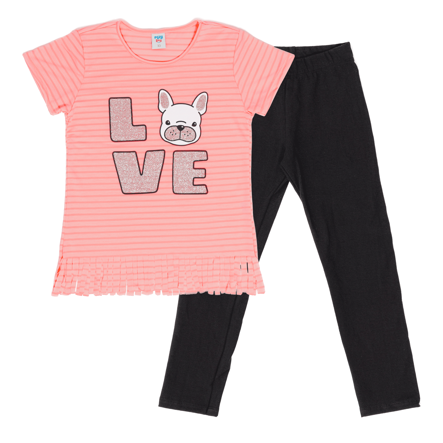 Conjunto Menina Manga Curta Com Franja E Legging - PlayLand Kids